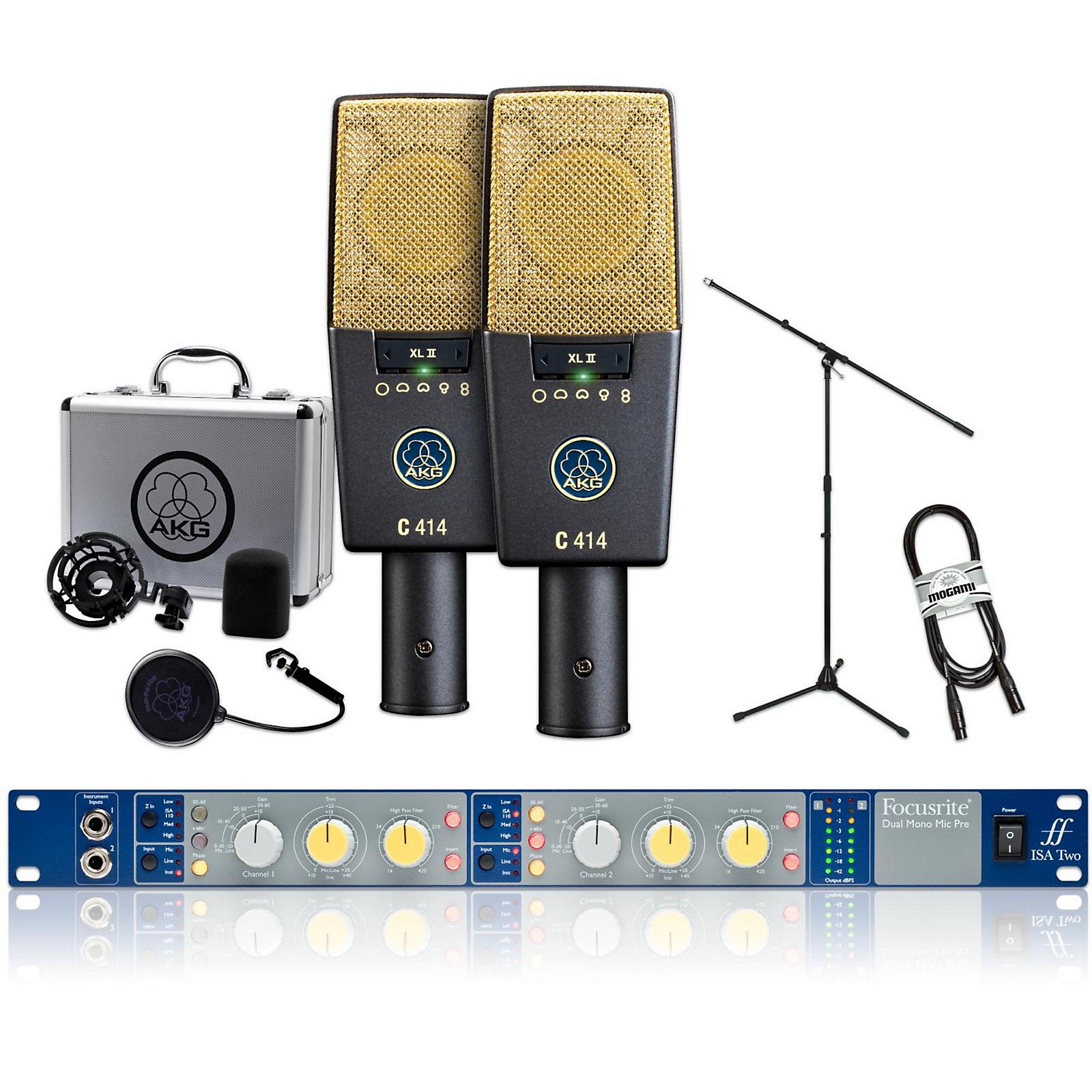 AKG 2 C414 XL II with Focusrite IsaTwo Package | Musician's Friend
