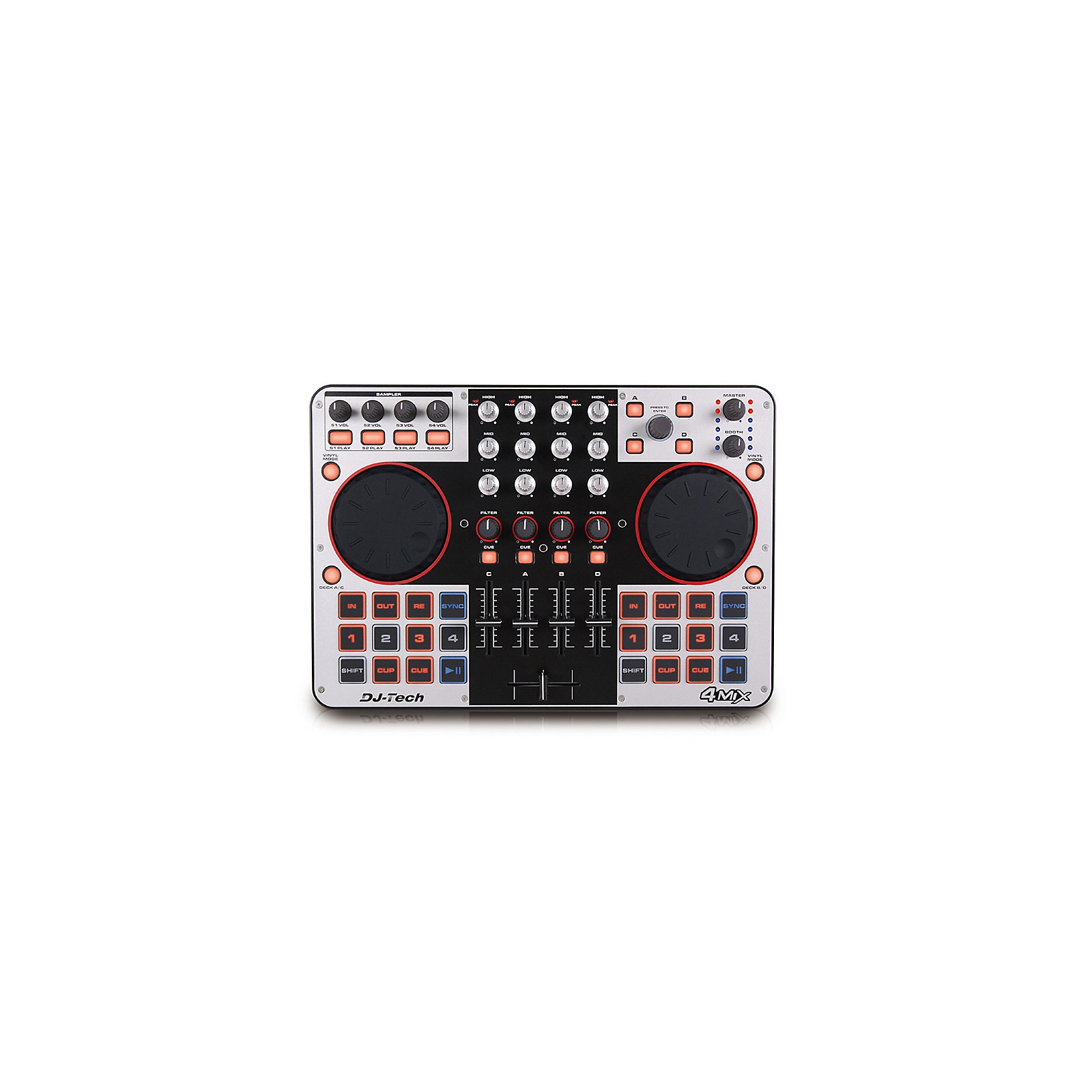 DJ TECH 4Mix 4-Deck DJ Controller with Integrated Audio Interface ...