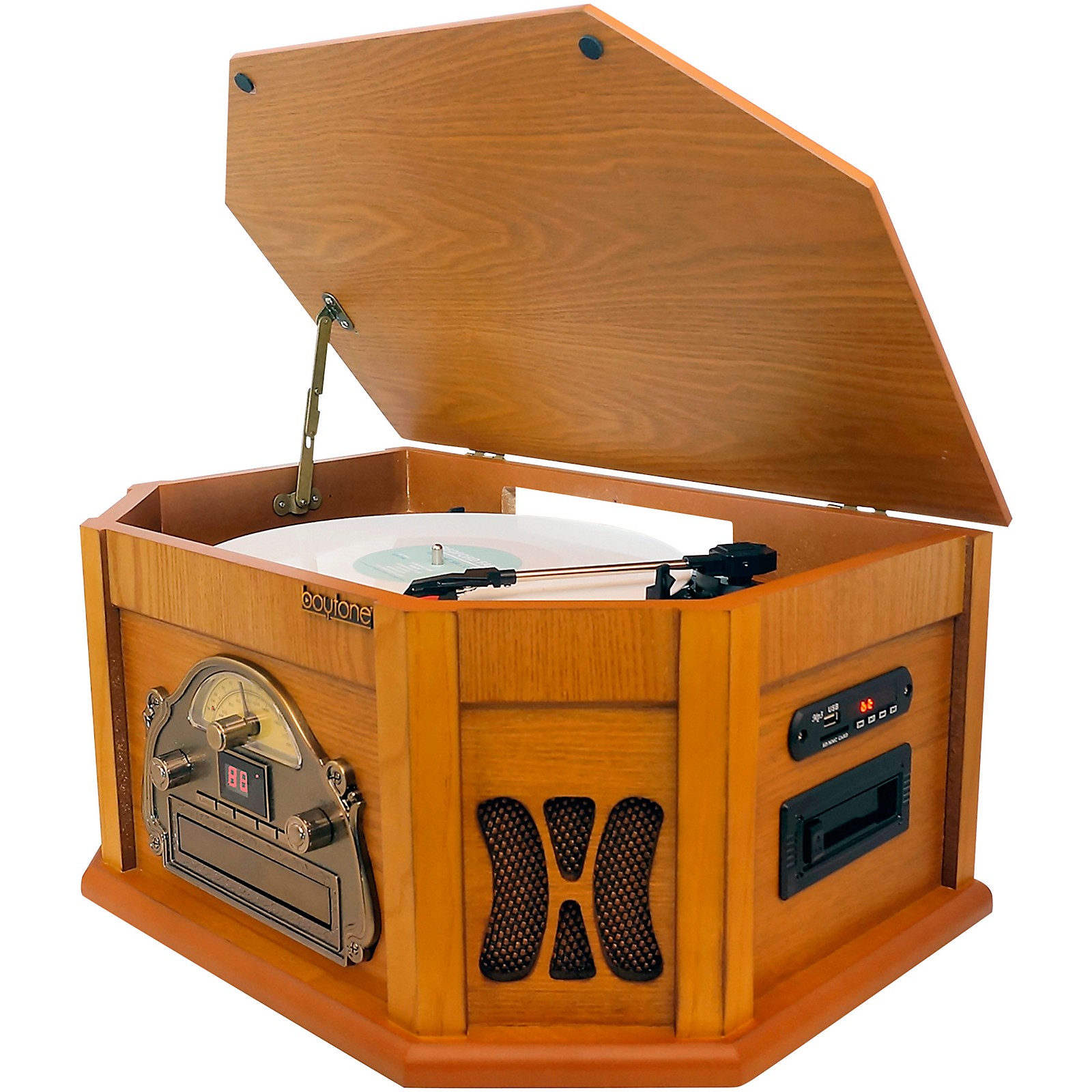 Boytone 8-in-1 Home Audio Classical Vintage Turntable CD Player ...