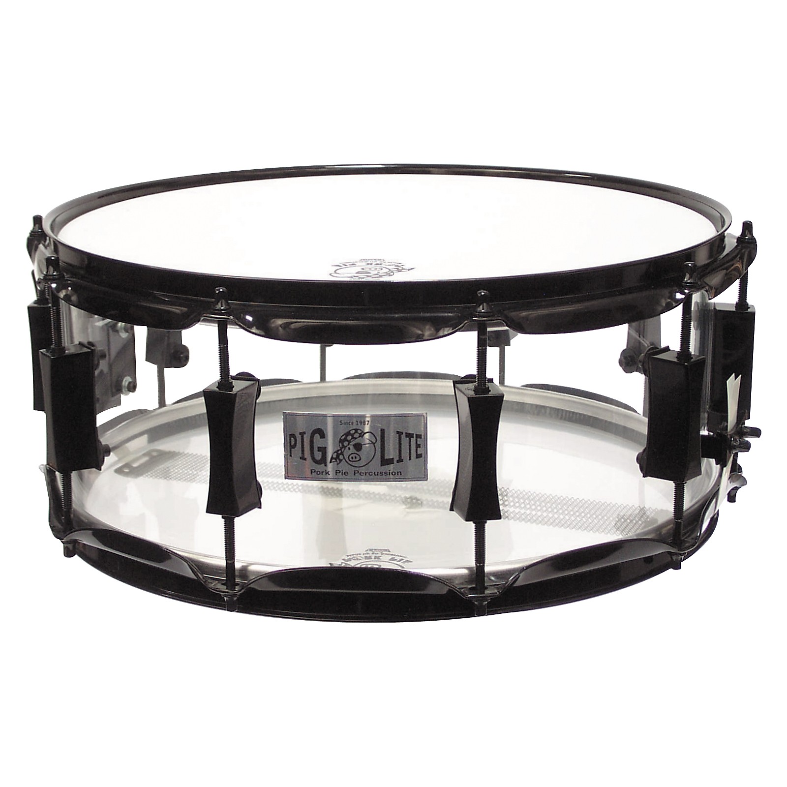 Pork Pie Acrylic Snare Drum with Black Powder Hardware | Musician's Friend