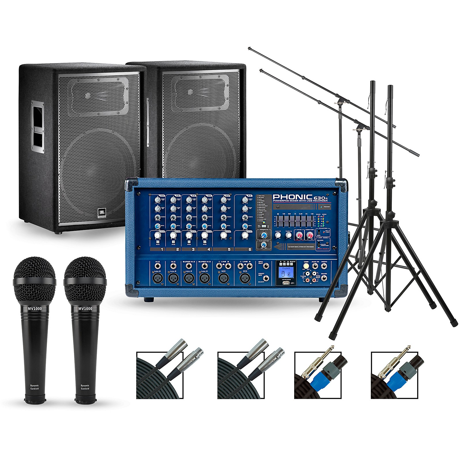 Phonic Complete PA Package with Powerpod 630R Mixer and JBL JRX200 ...