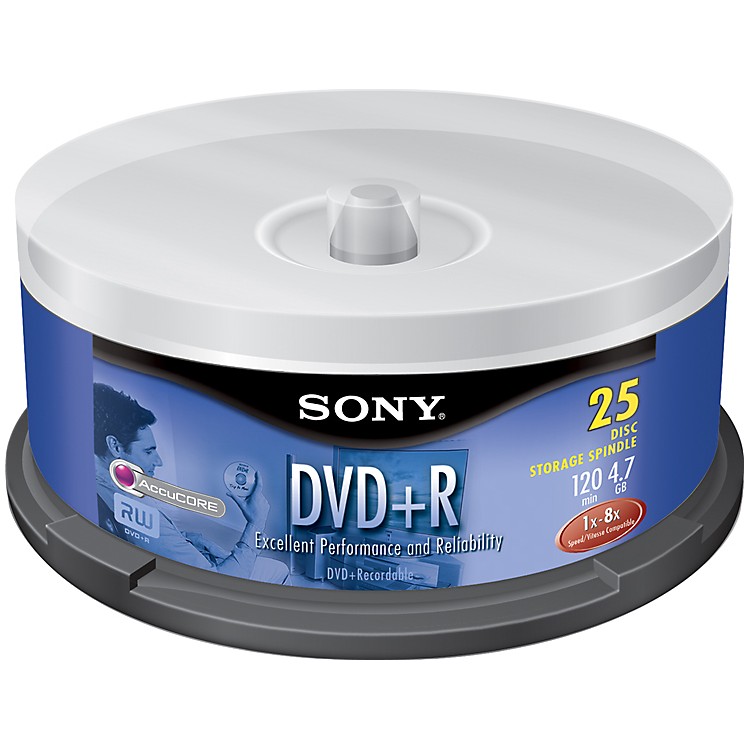 Sony DVD+R 4.7GB 120-Minute 25-Disc Spindle | Musician's Friend