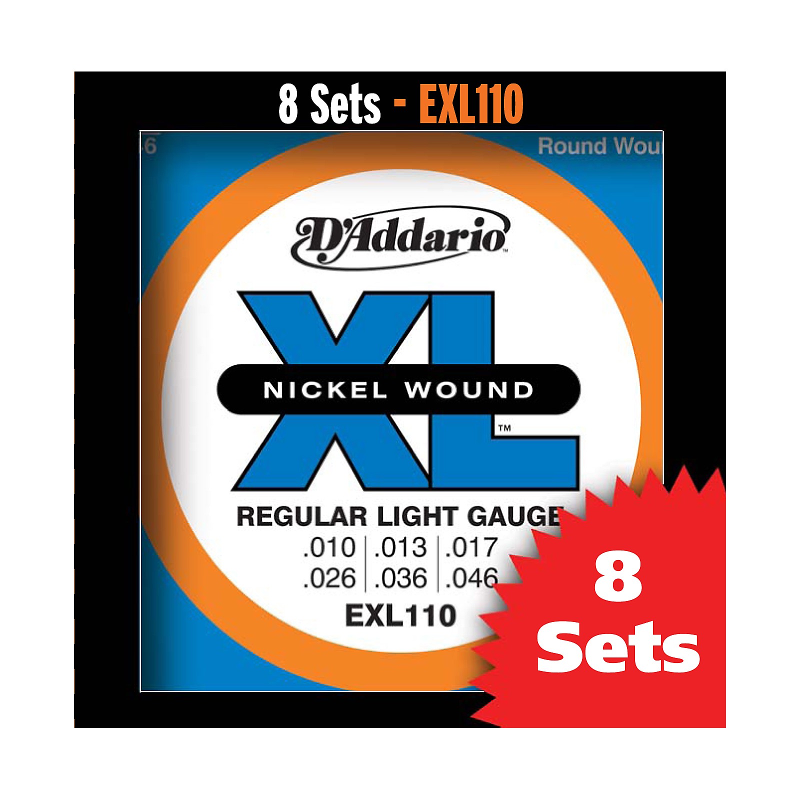 D'Addario EXL110 Light Nickel Electric Guitar Strings - 8-Pack ...