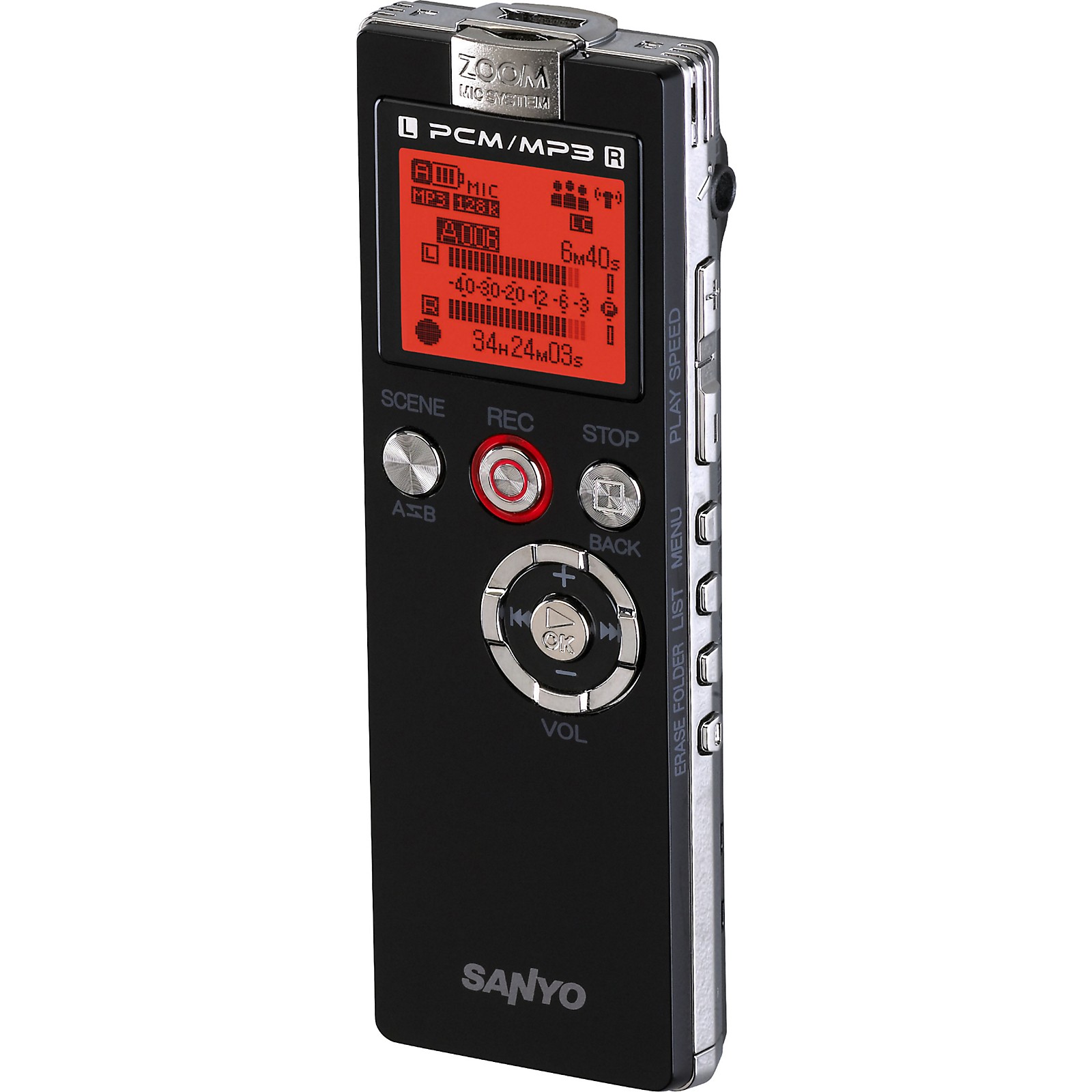 Sanyo ICR-EH800D Linear PCM Stereo Sound and MP3 Digital Voice Recorder ...