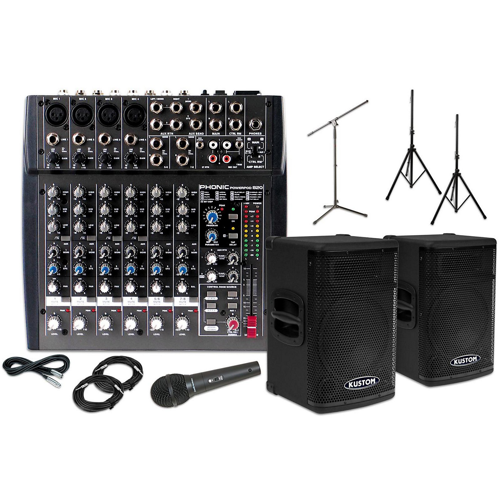 Kustom PA KPX110 10" Speakers with Phonic Powerpod 820 PA Package ...