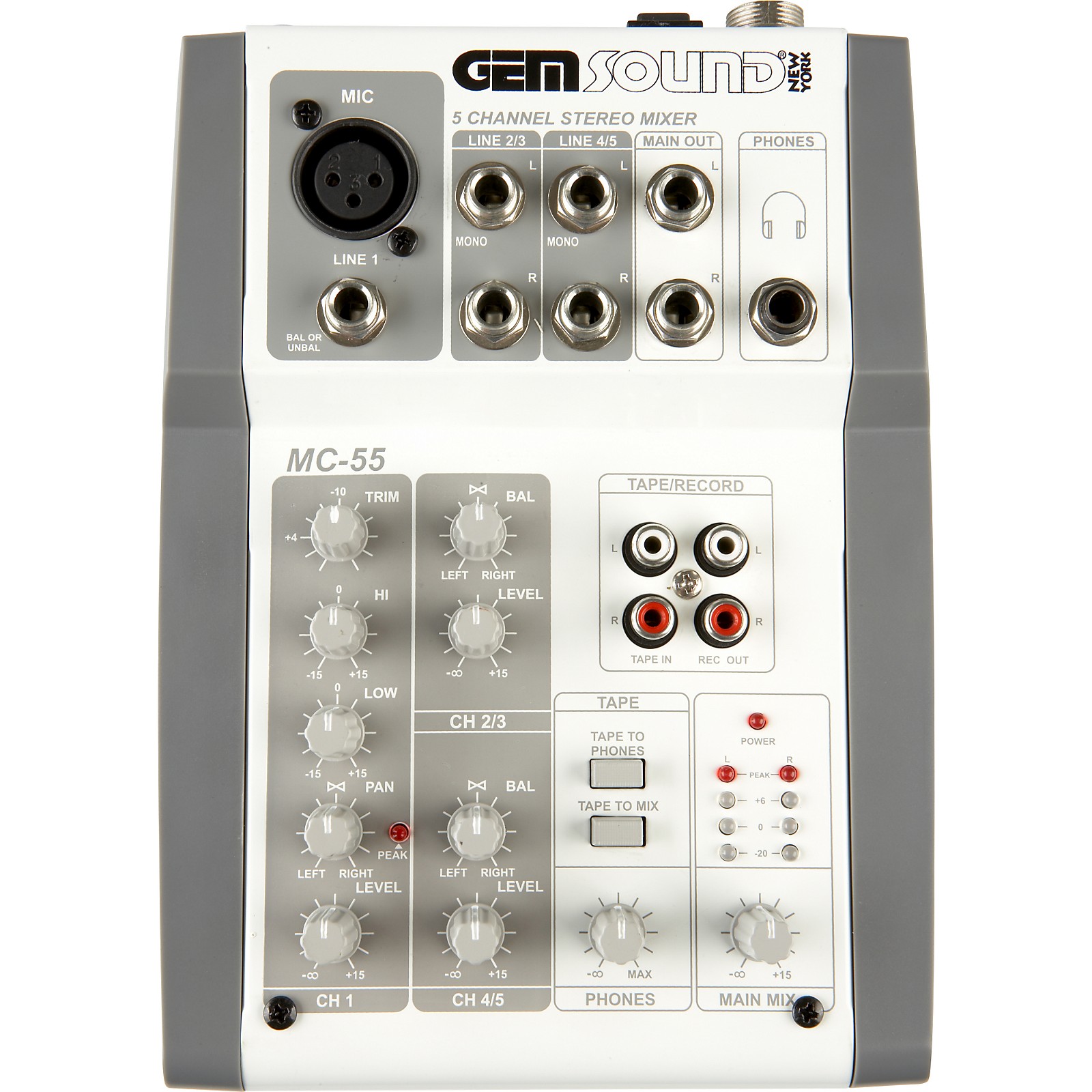 Gem Sound MC-55 5-Channel Compact Stereo Mixer | Musician's Friend