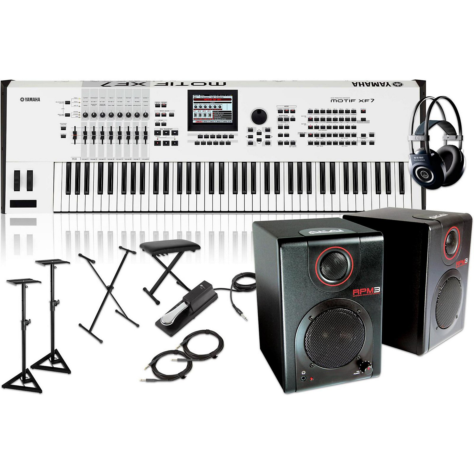 Yamaha MOTIF XF7 White 76-Key Music Production Synth w/RPM3 Monitor ...