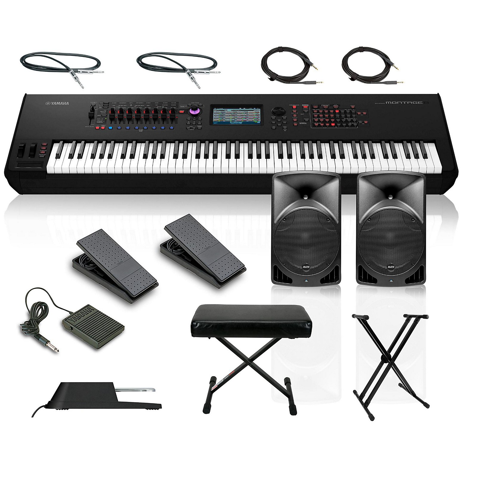 Yamaha Montage 8 88-Key Synthesizer with Powered Speakers Stand Pedals ...