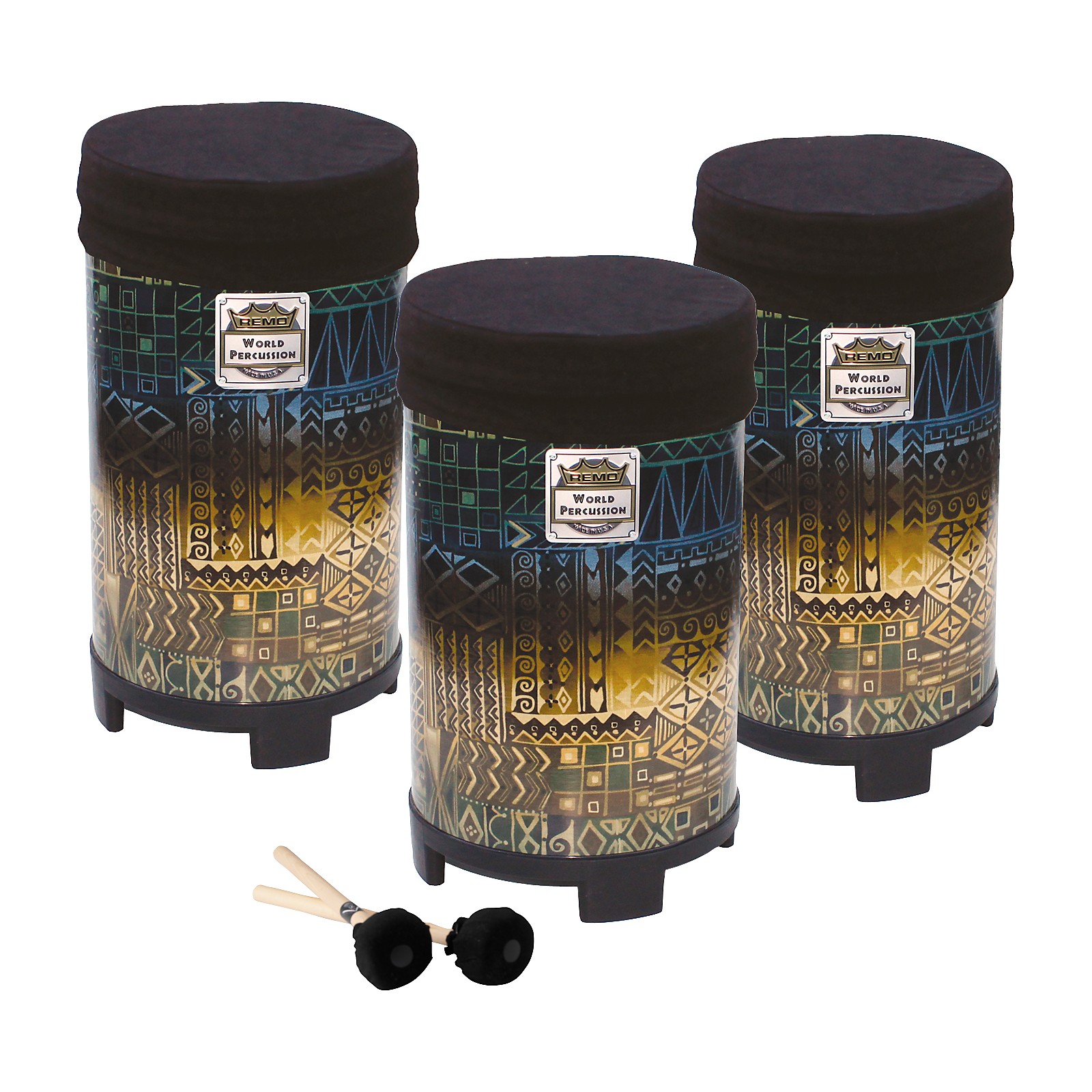 Remo NSL Short Tubano Set of 10, 12, 14 inch with Volume Control Caps ...