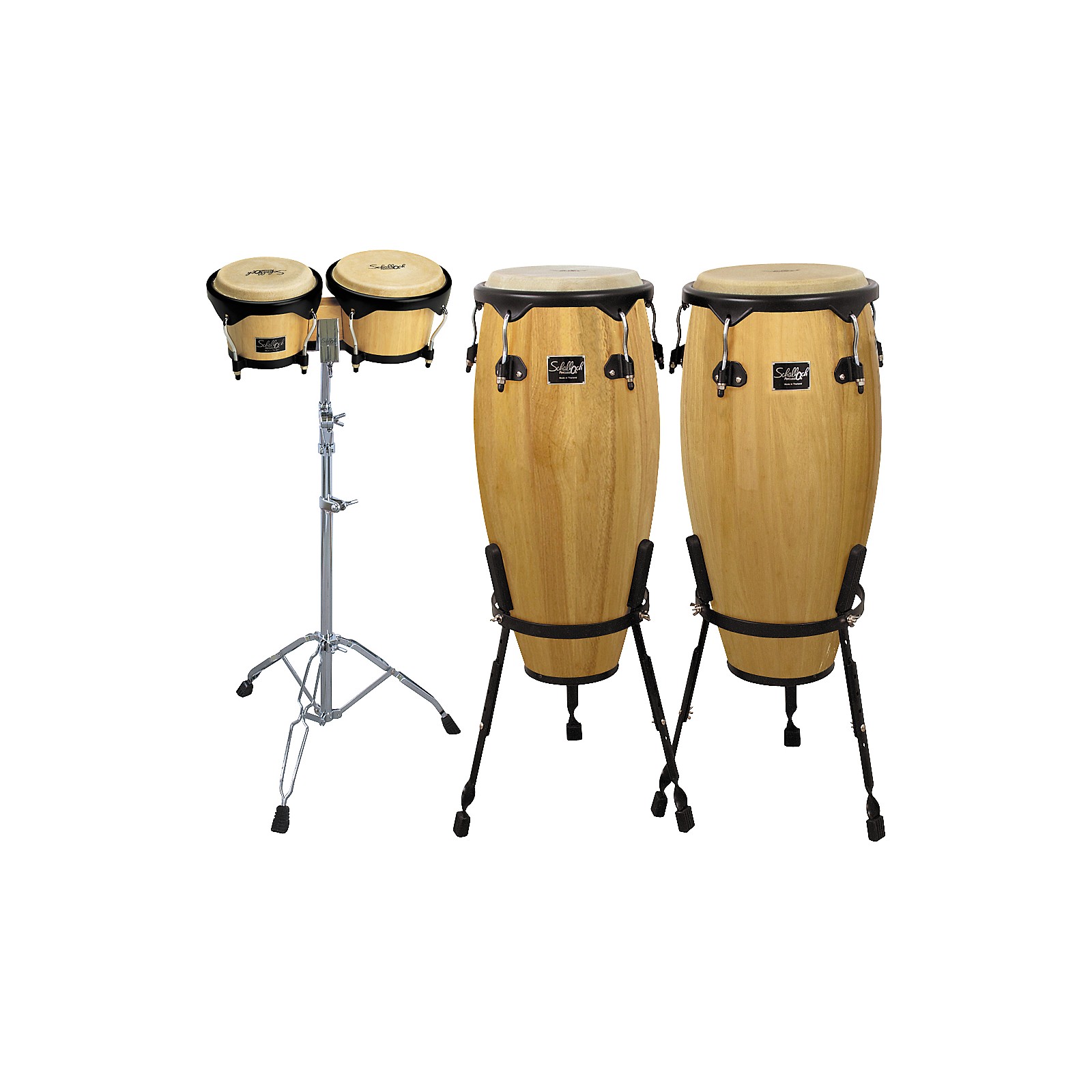 Schalloch Natural Conga/Bongo Set with Stands | Musician's Friend