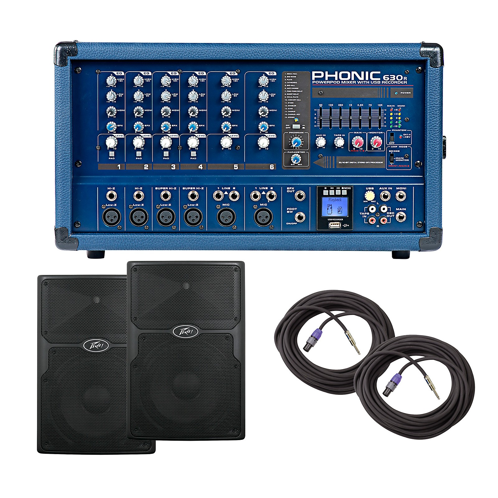 Phonic PA Package with Powerpod 630R Mixer with PVX Speakers | Musician ...
