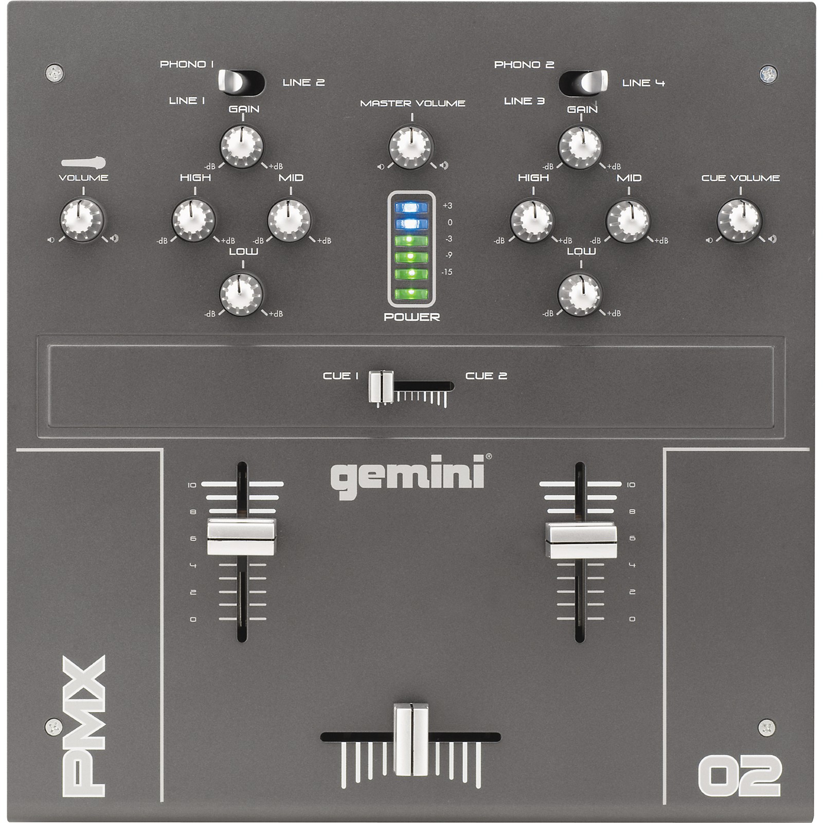 Gemini PMX-02 2-Channel 10" Tabletop DJ Mixer | Musician's Friend
