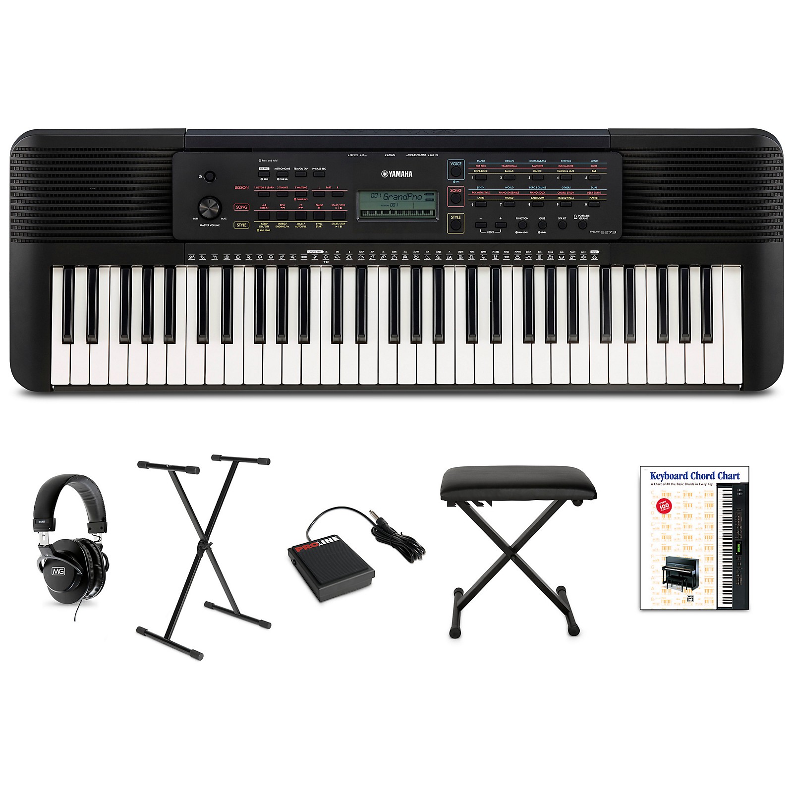 Yamaha PSR-E273 61-Key Portable Keyboard Package Essentials Package ...