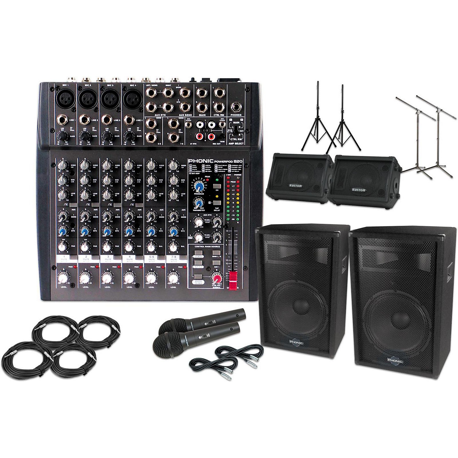 Phonic Powerpod 820 Mixer with 15 in. S715 Mains and KPC10M 10 in ...