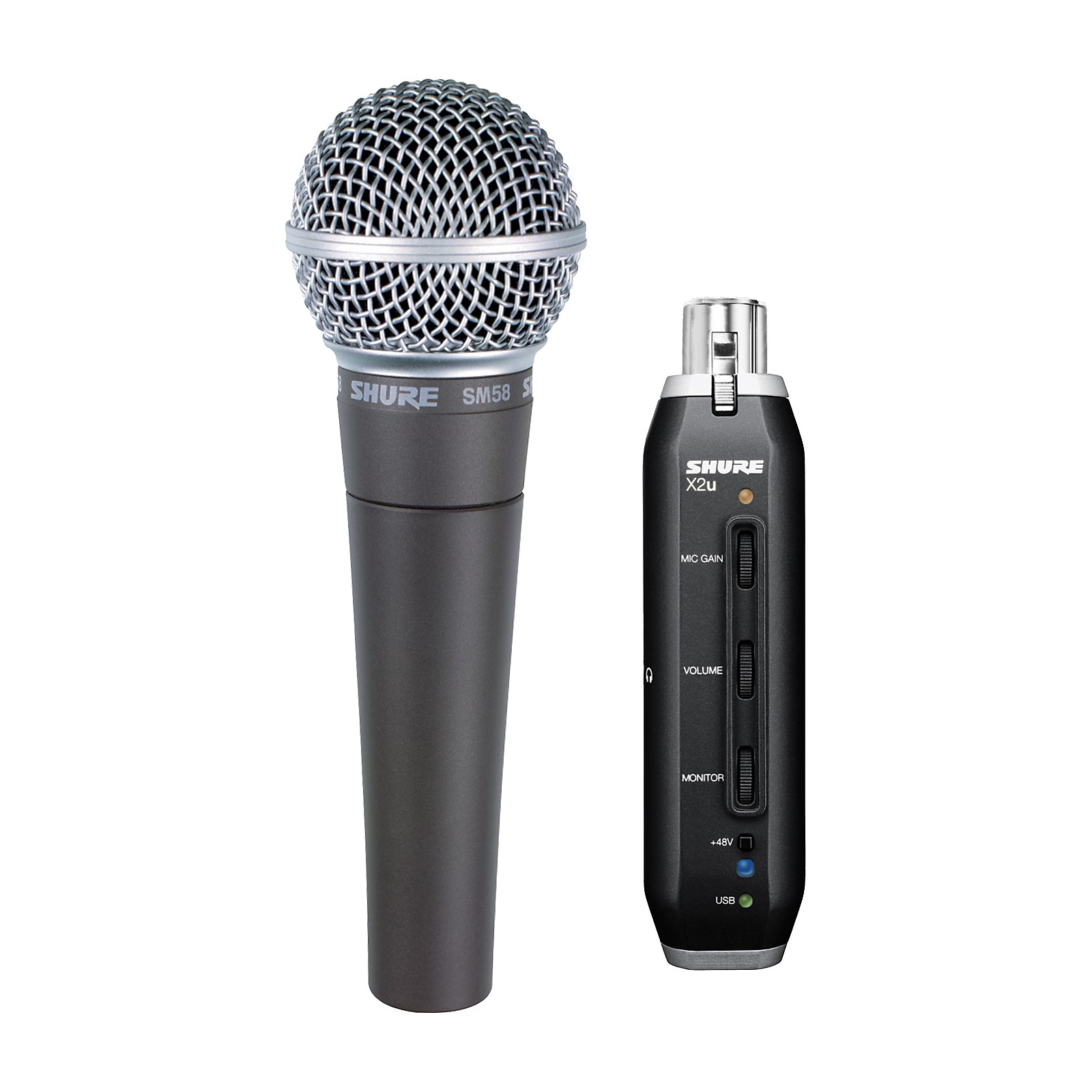 Shure SM58 and X2u XLR-to-USB Digital Bundle | Musician's Friend