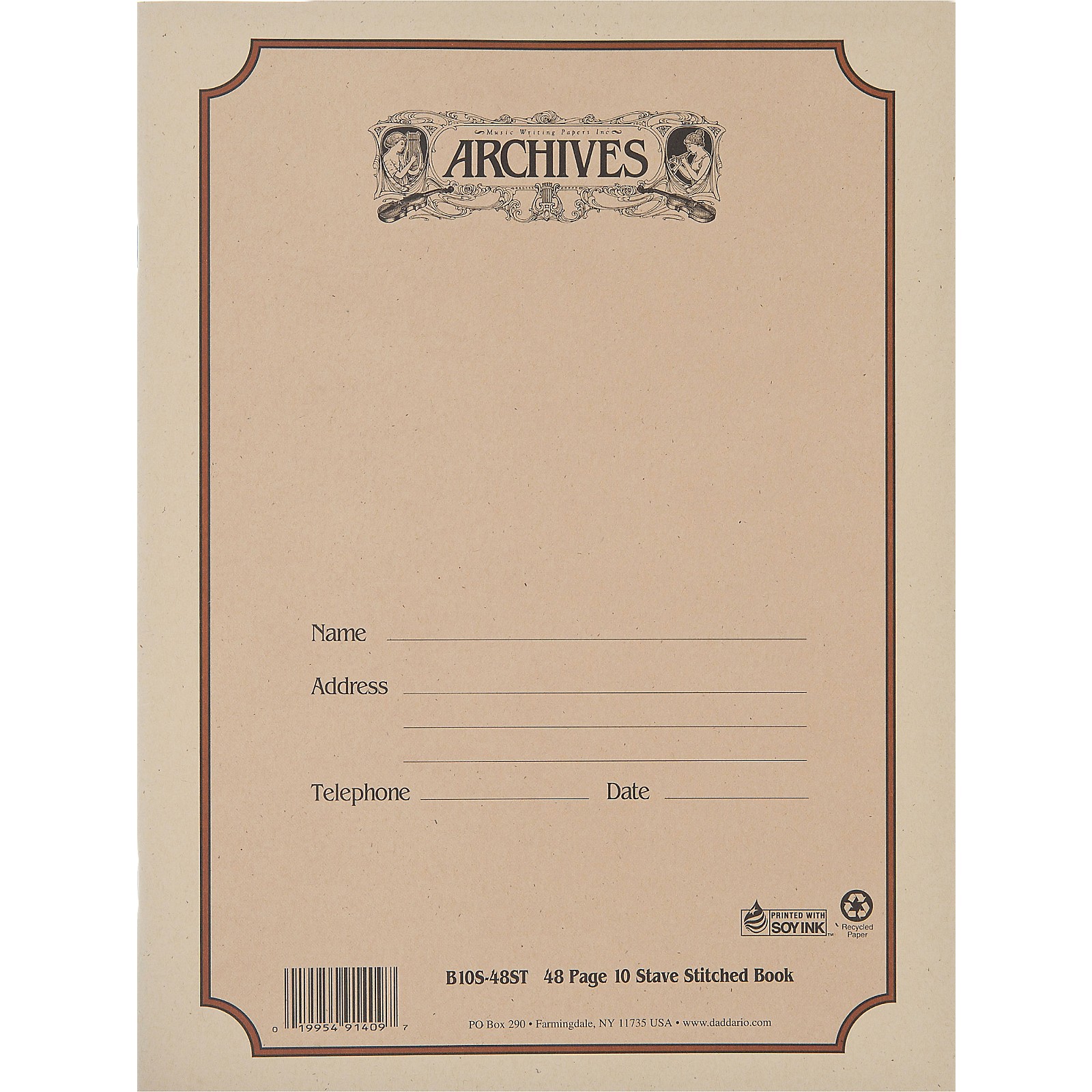 Archives Standard Bound Manuscript Paper 10 Staves 48 Sheets | Musician ...