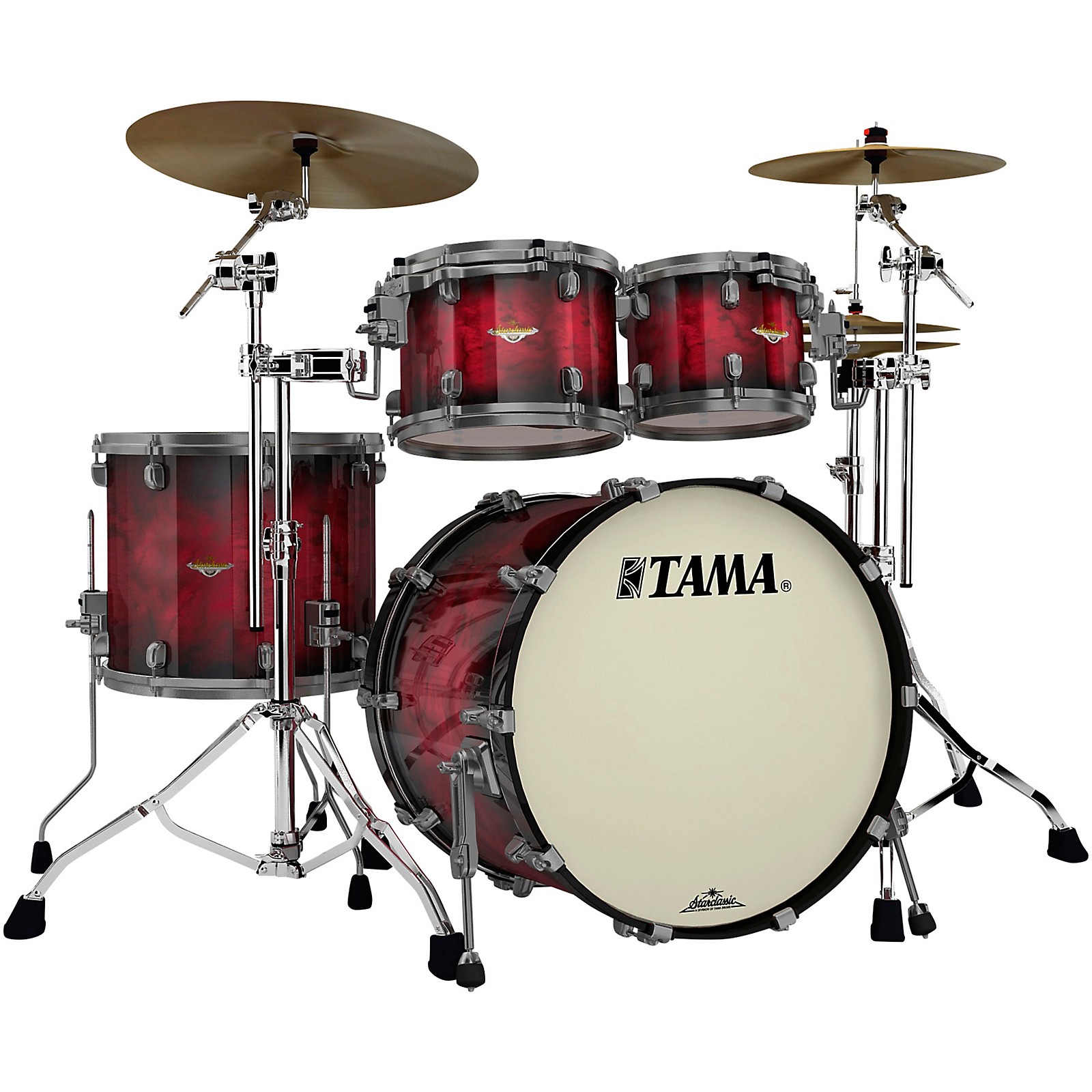 TAMA Starclassic Quilted Bubinga Exotix 4-Piece Shell Pack with Smoked ...